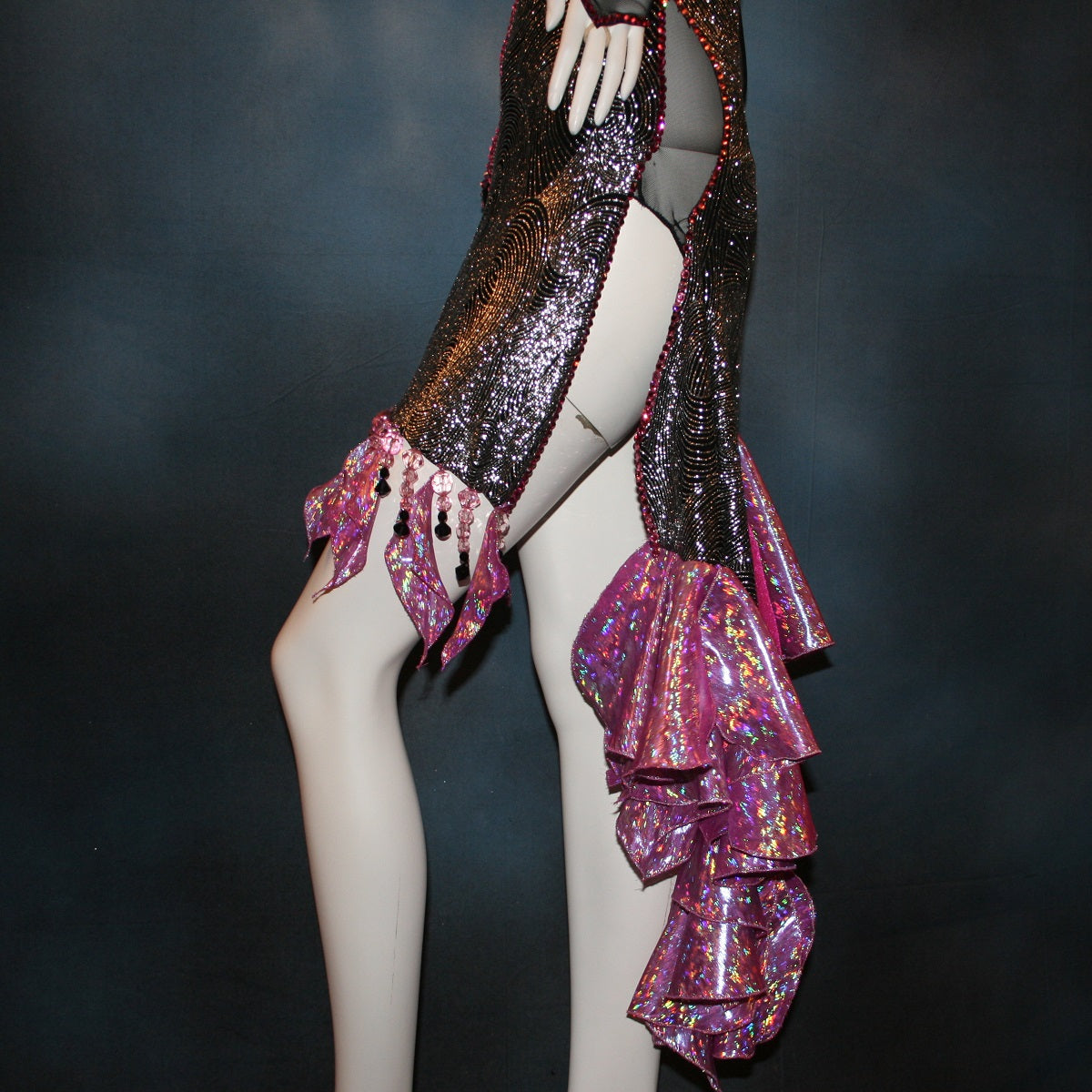 Silver & Black Latin-Rhythm Dress | Pink Accents | Size 5/6-9/10 ...